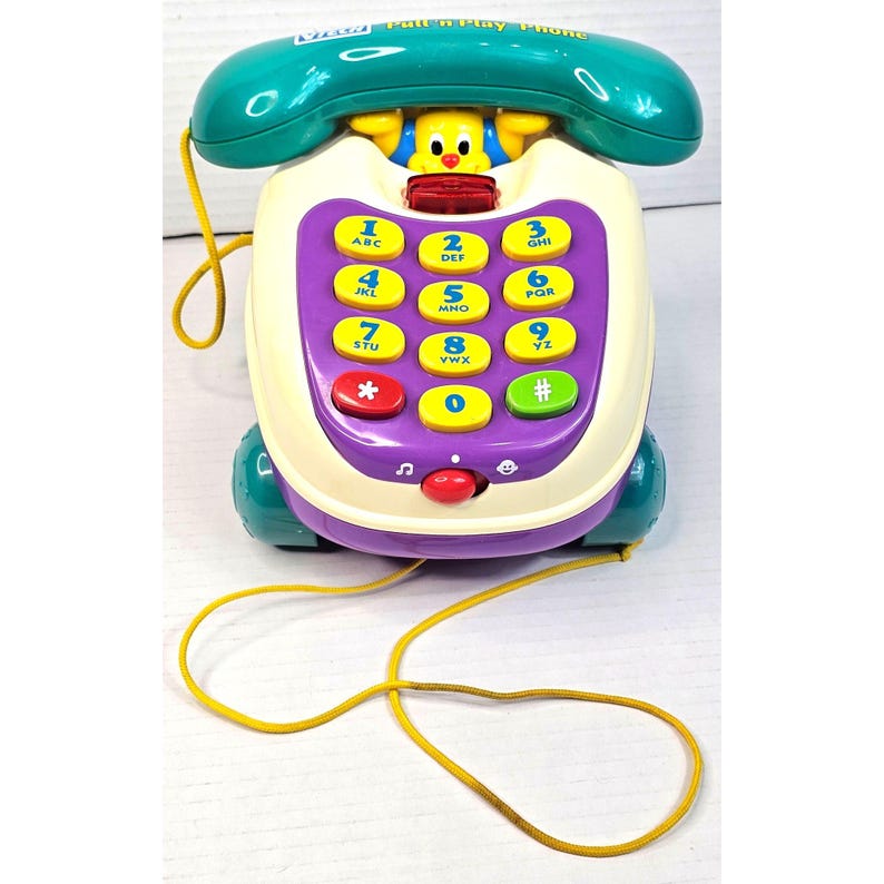 Vintage Vtech Pull Play Phone Toy With Lights & Sounds for Toddlers ...