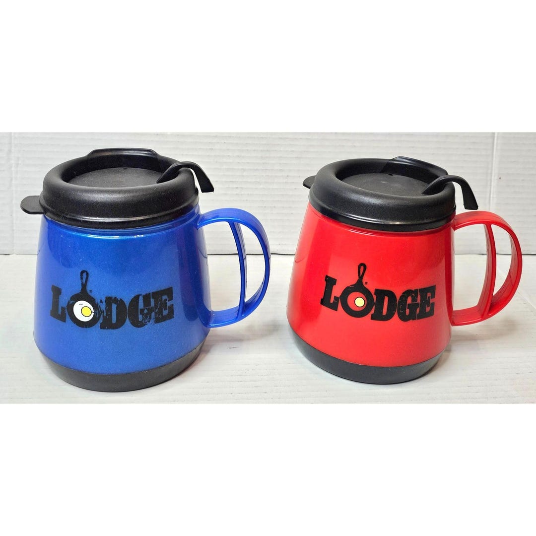 Lodge Red & Blue Travel Mugs: Insulated Camping Mugs, Set of 2 - Etsy