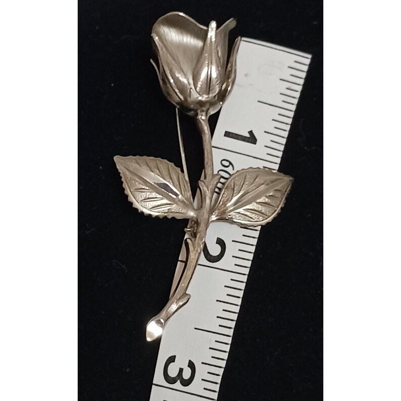 Vintage Large 2 3/4 Inch Silver Toned Long Stemmed Single Rose Brooch ...