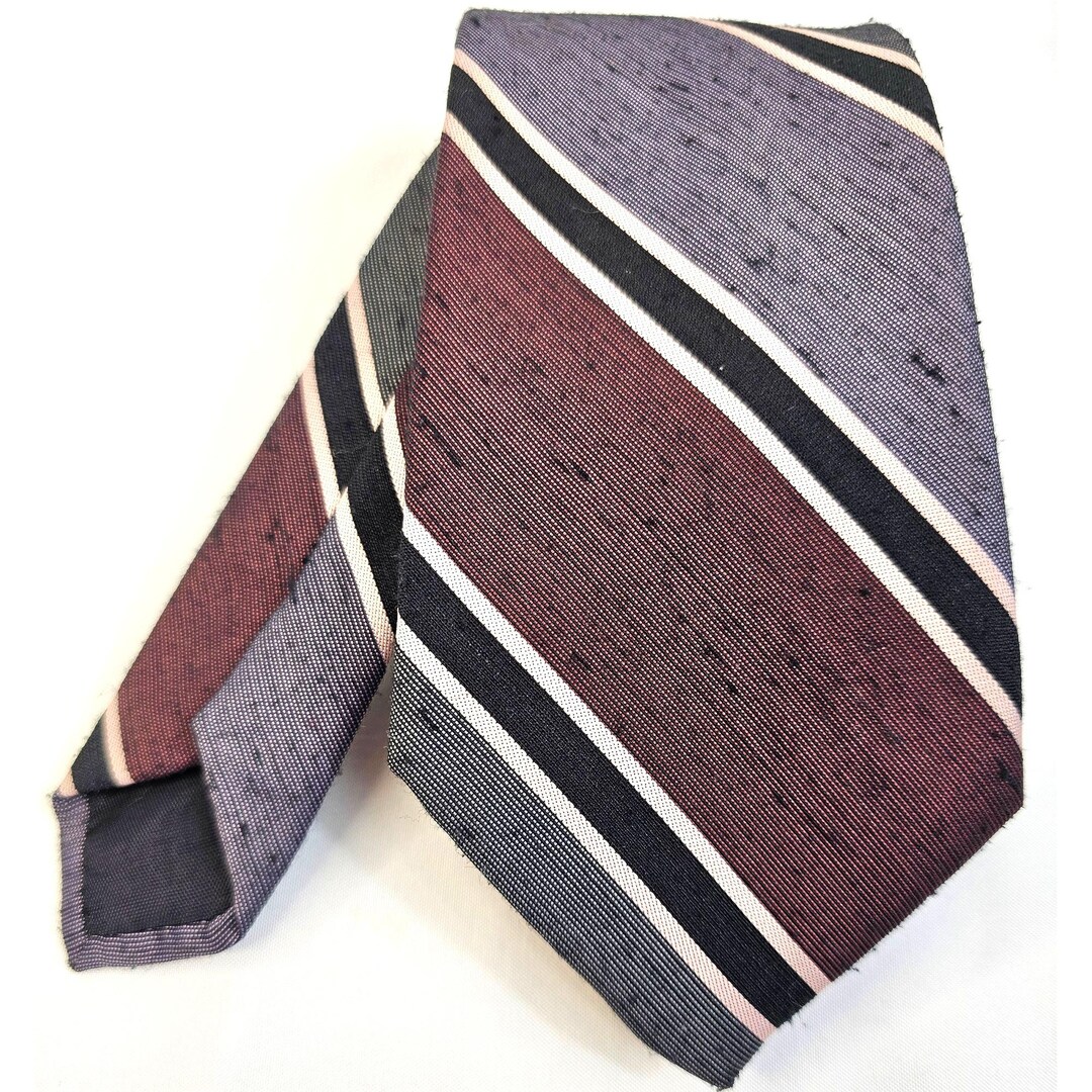Vintage Austin Manor Mens Striped Repp Tie Maroon & Gray Classic Design ...