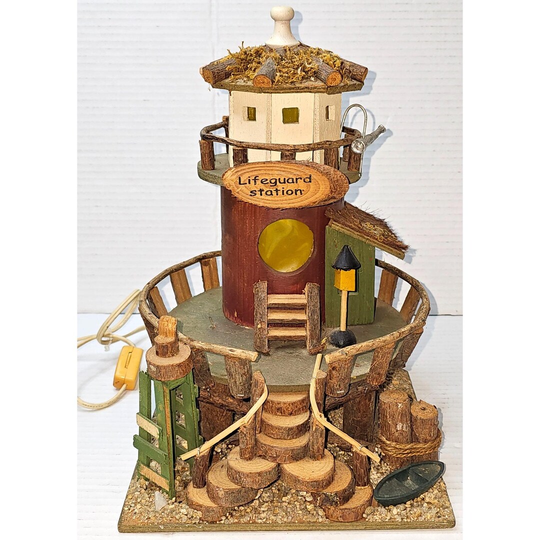 Handcrafted Miniature Lifeguard Station Lighthouse Light Nightlight ...