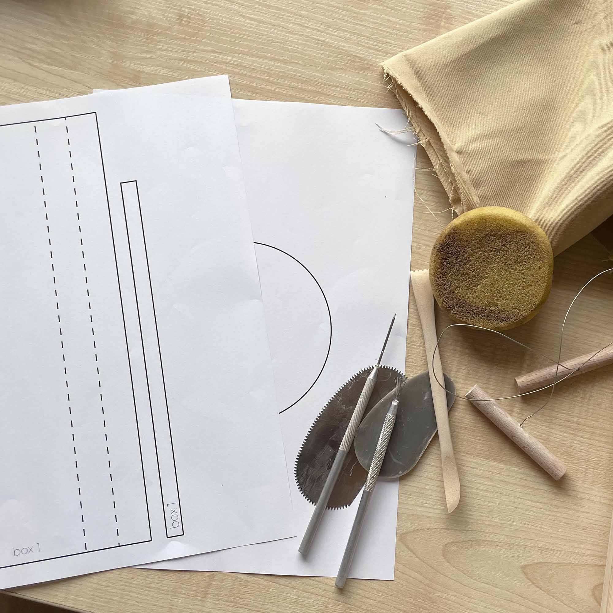 Lidded Box Template Ceramics Tools Slab Building Jar Easy DIY Ceramic ...