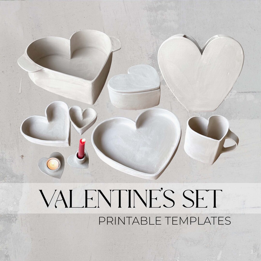 Set of 7 Valentine's Day Pottery Projects | Printable Template Kit for ...