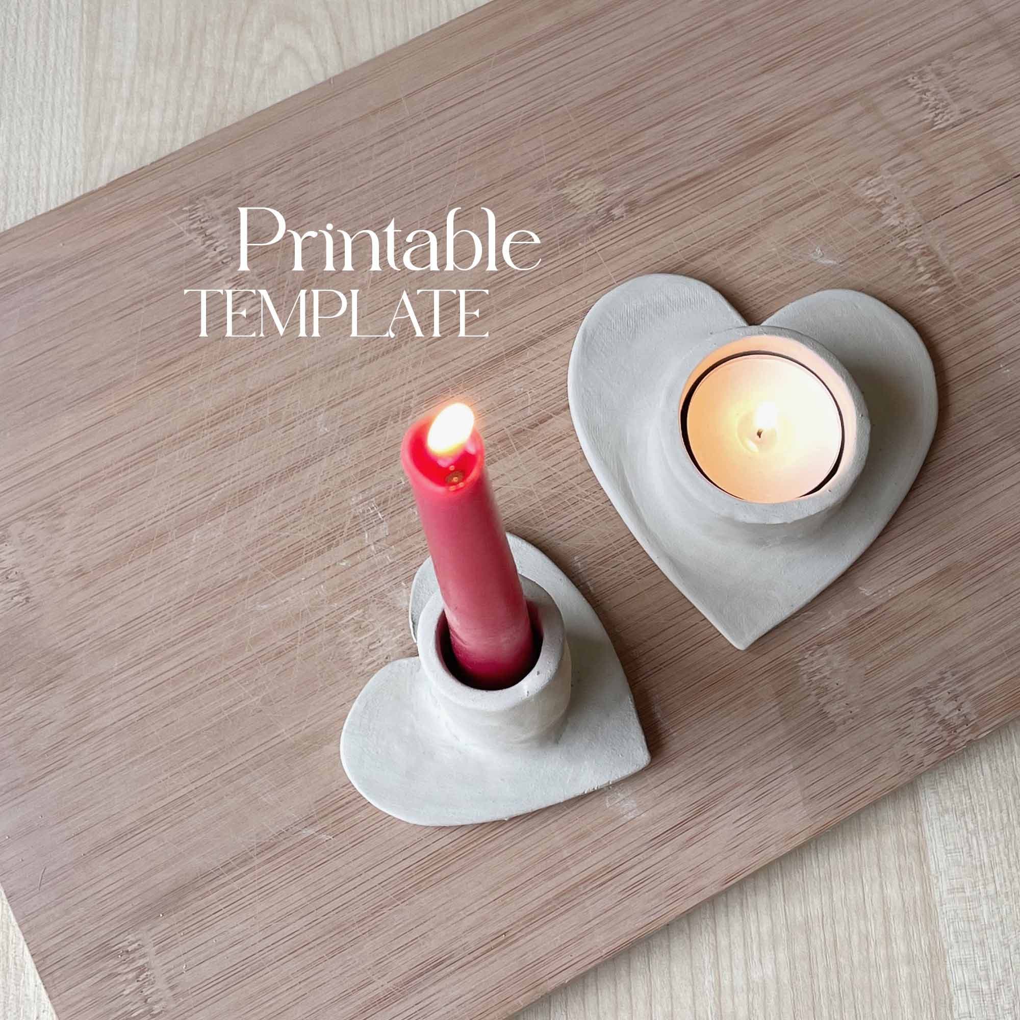 Heart Shape Candle Holders Template Ceramics Tools Easy DIY Valentine's ...
