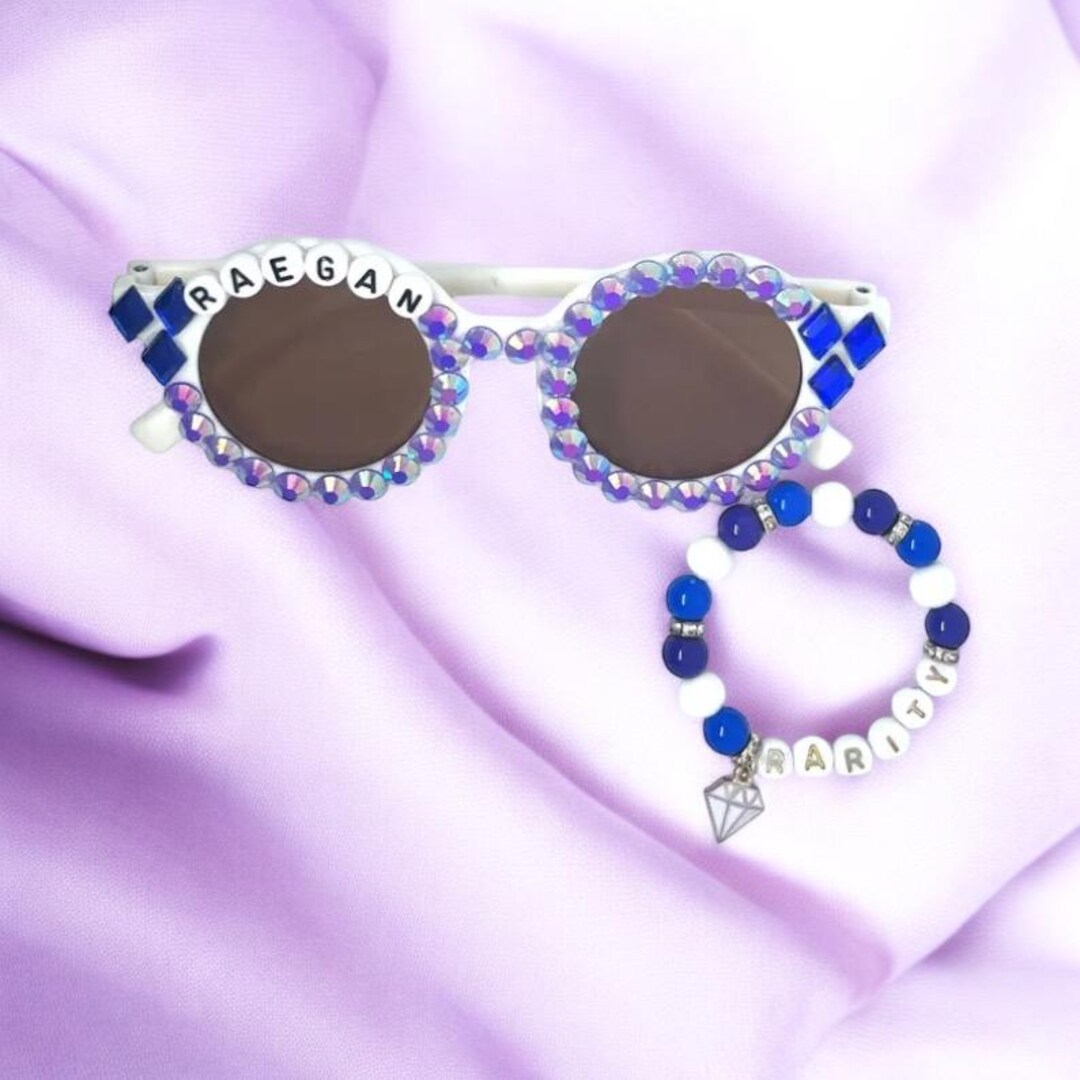 My Little Pony Rarity Sunglasses & Bracelet: Custom Name Party Favor - Etsy