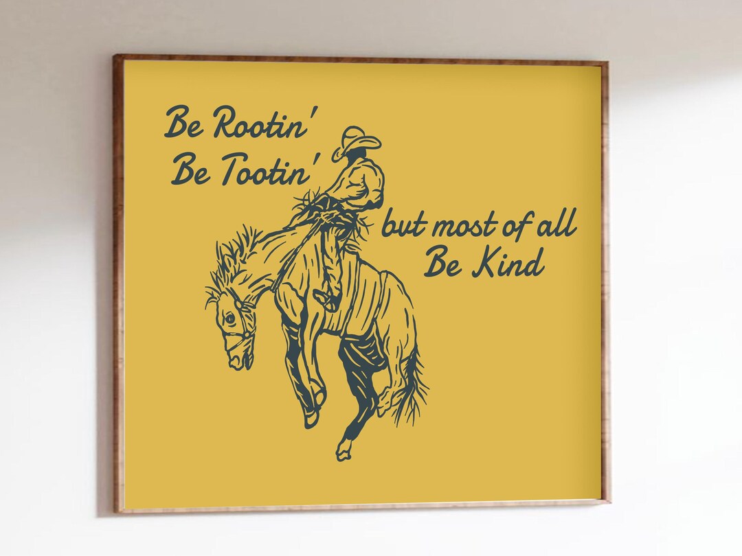 Rootin' Tootin' and Kind Cowboy Funky Home Decor Art- Framed Canvas - Etsy