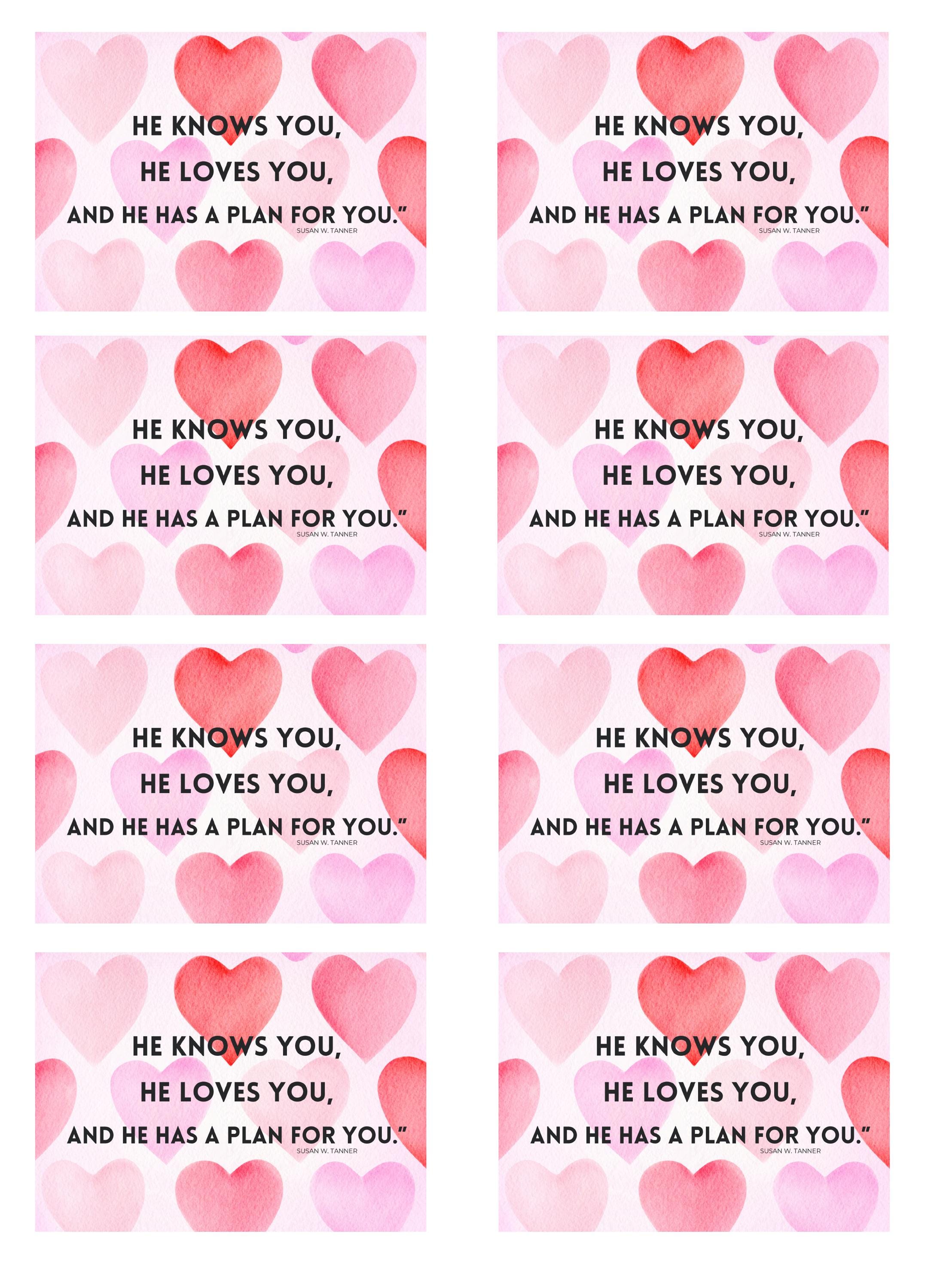 PRINTABLE Valentine’s Day Inspirational Gift Tags | Young Women, LDS ...