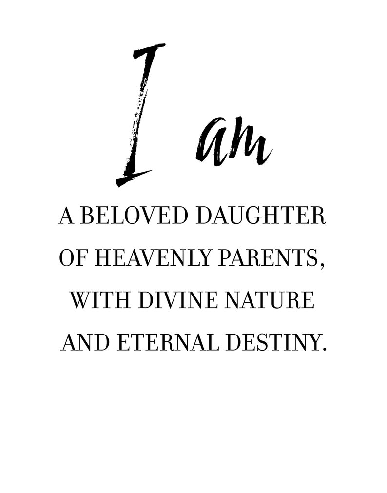 Pdf Young Women Theme, I Am a Beloved Daughter, Printable Cards ...