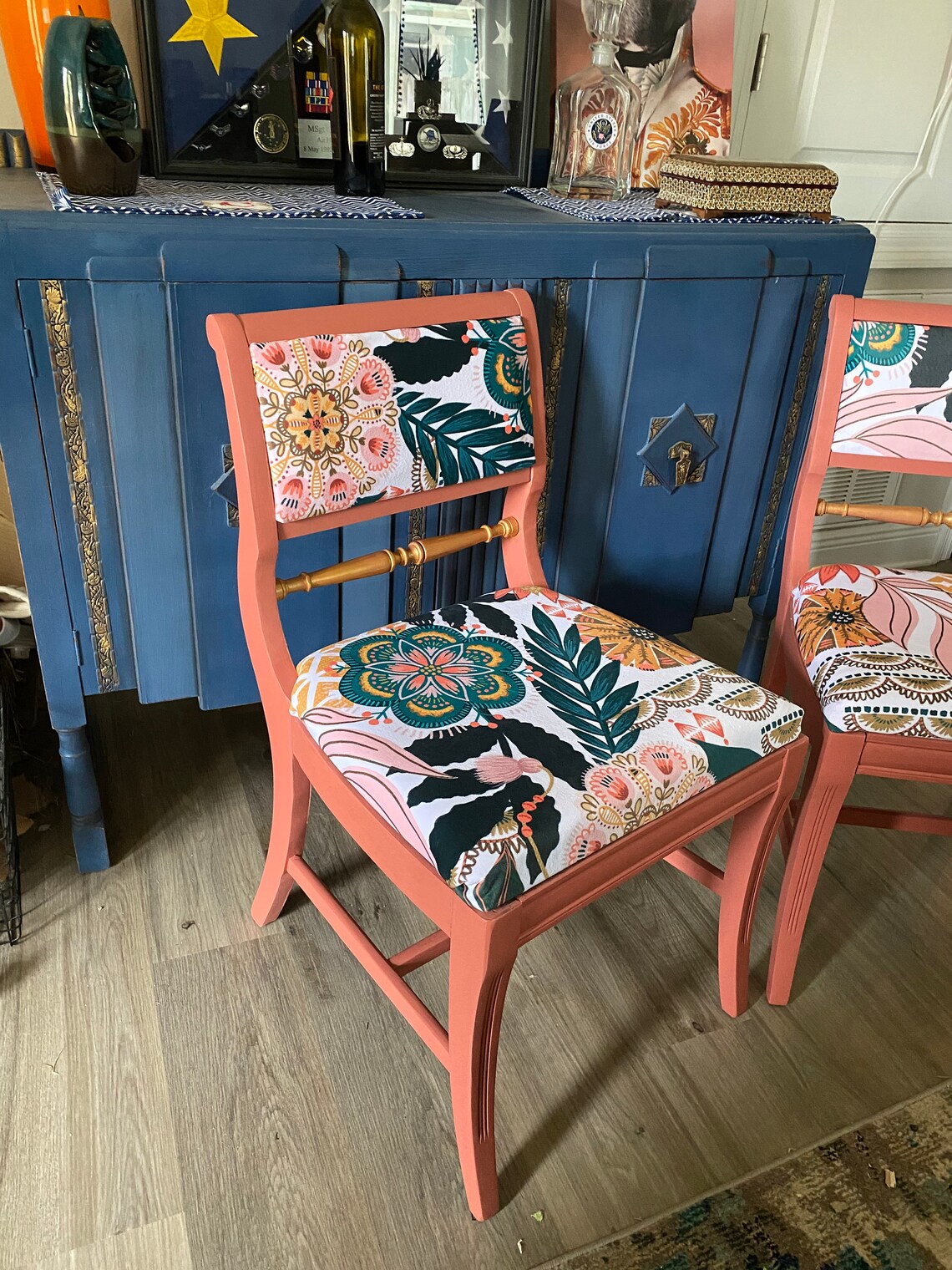 Tropical Boho Chic Dining or Vanity Chairs - Etsy