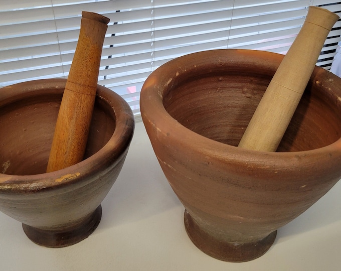 Vintage LARGE Hand-turned Wooden Mortar and Pestle 6 3/4" - Etsy
