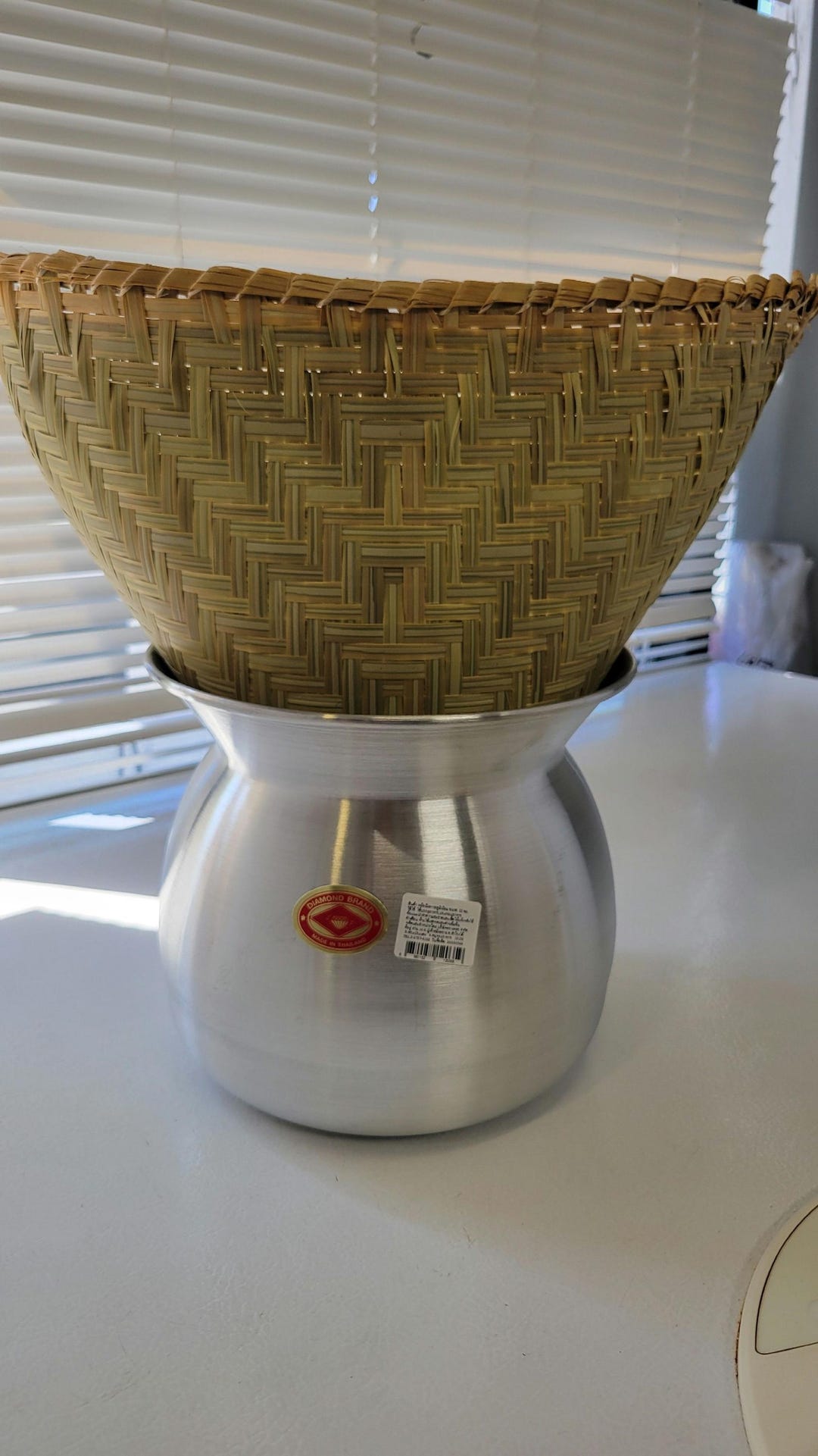 Set of Sticky Rice Steamer Pot and Handmade Bamboo Basket Cook Kitchen ...