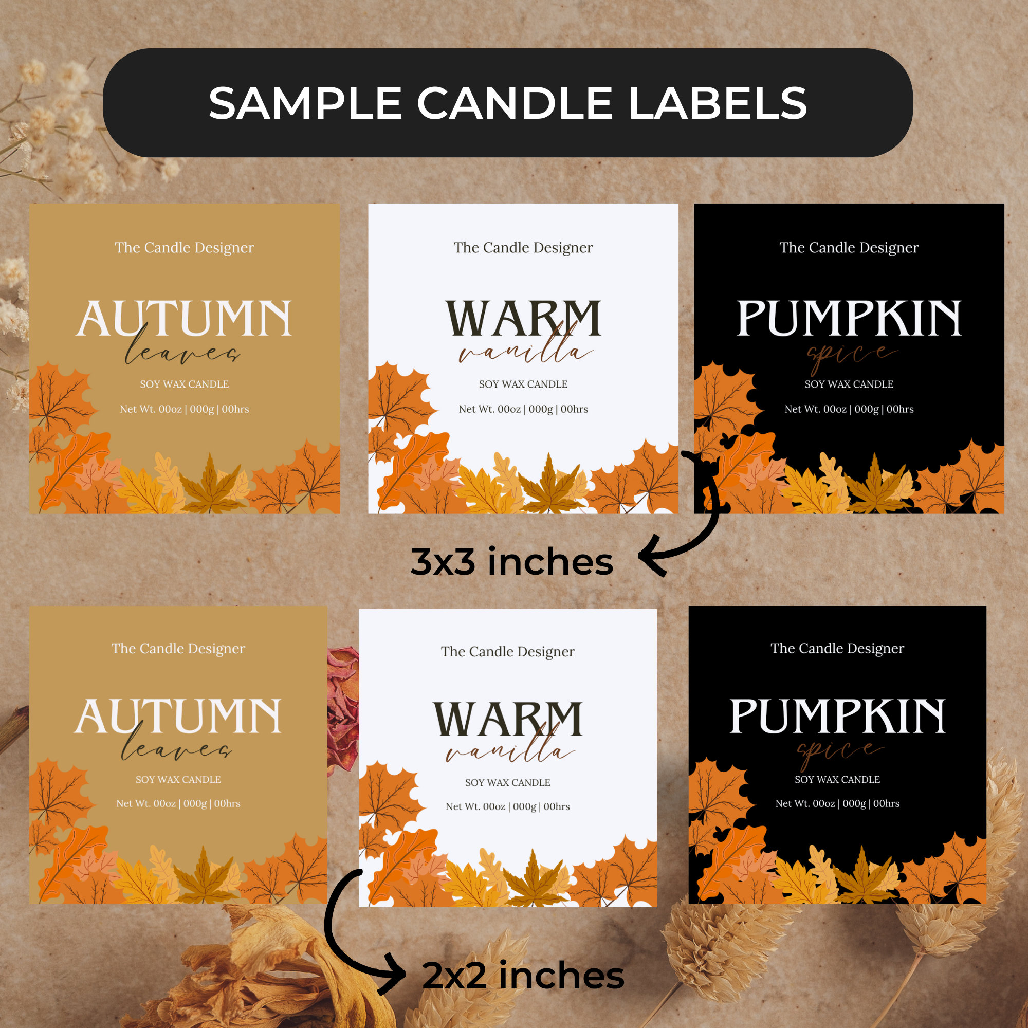 Printable Candle Labels Template Canva, Editable Label Template for ...