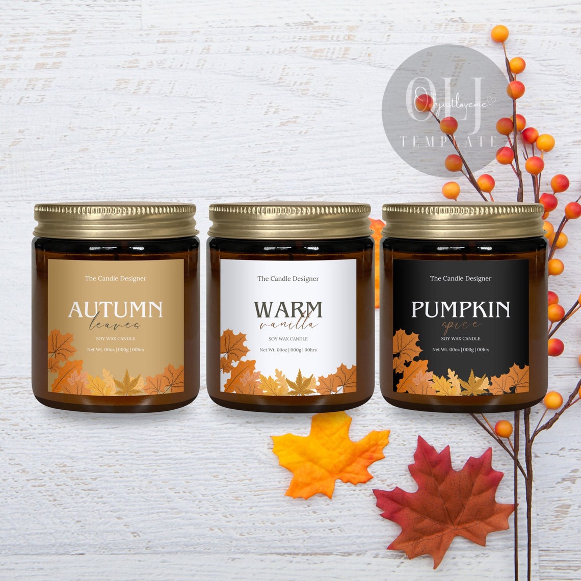 Printable Candle Labels Template Canva, Editable Label Template for ...