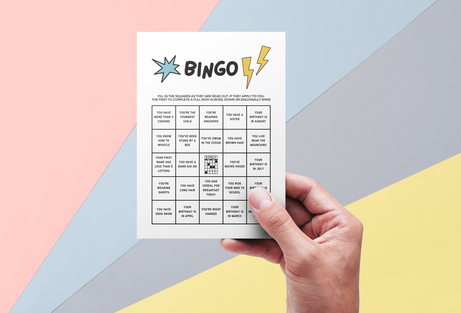 50 Kids Bingo Game Cards, Printable, Rainy Day Kids Games, Icebreaker ...