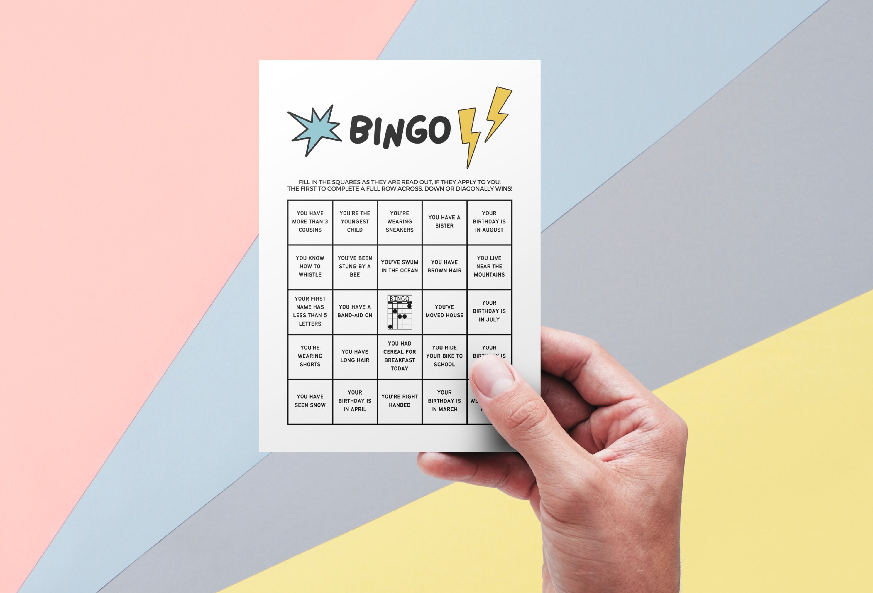50 Kids Bingo Game Cards, Printable, Rainy Day Kids Games, Icebreaker ...