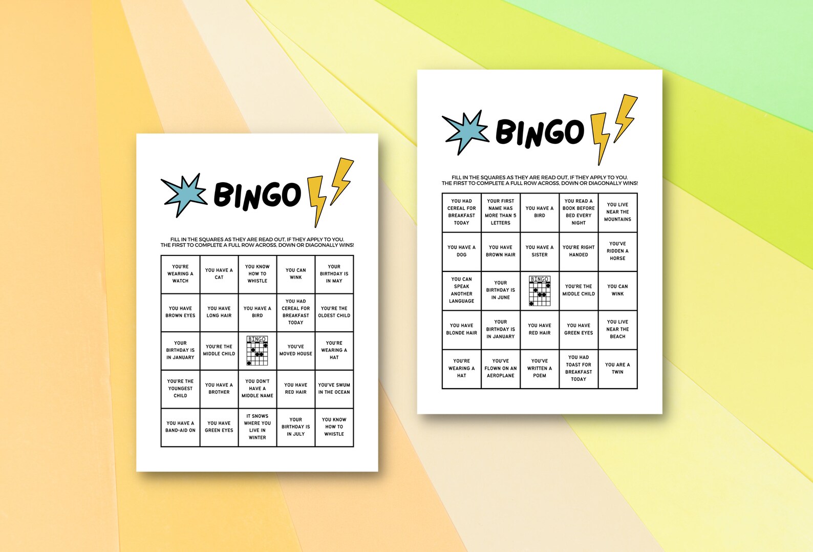 50 Kids Bingo Game Cards, Printable, Rainy Day Kids Games, Icebreaker ...