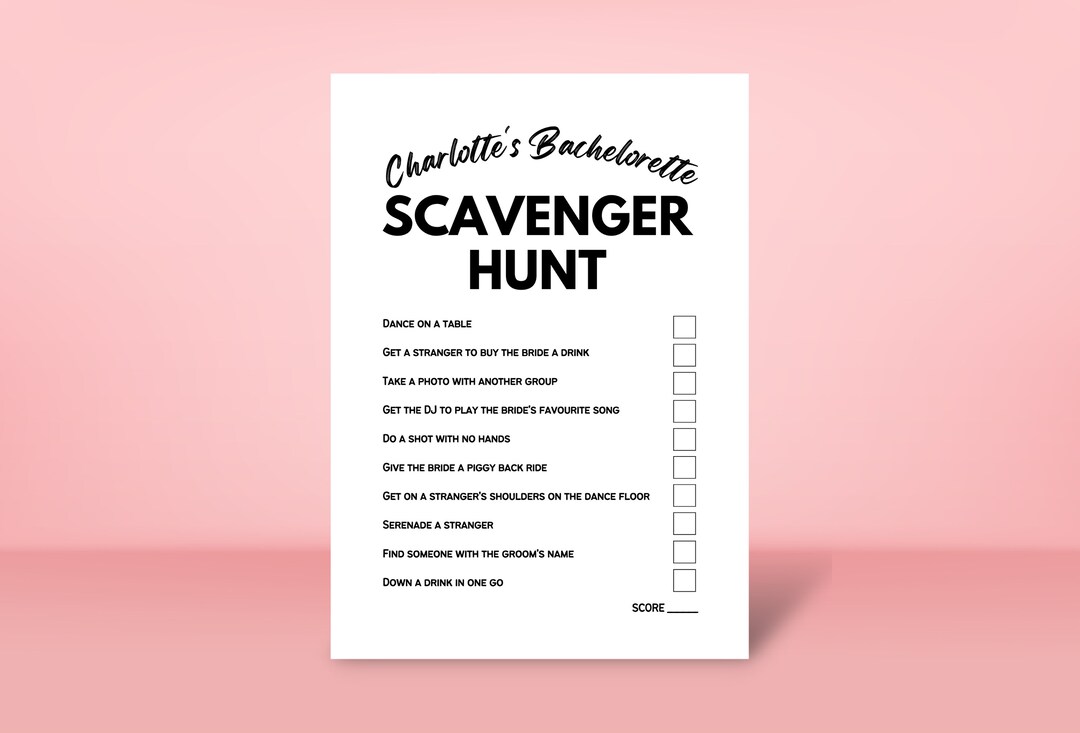 Scavenger Hunt Game, Hen Party Game, Monochrome, Dirty Game, Instant ...