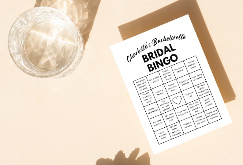 Bachelorette Bingo Game: Minimalist Bridal Shower, Hens Party ...