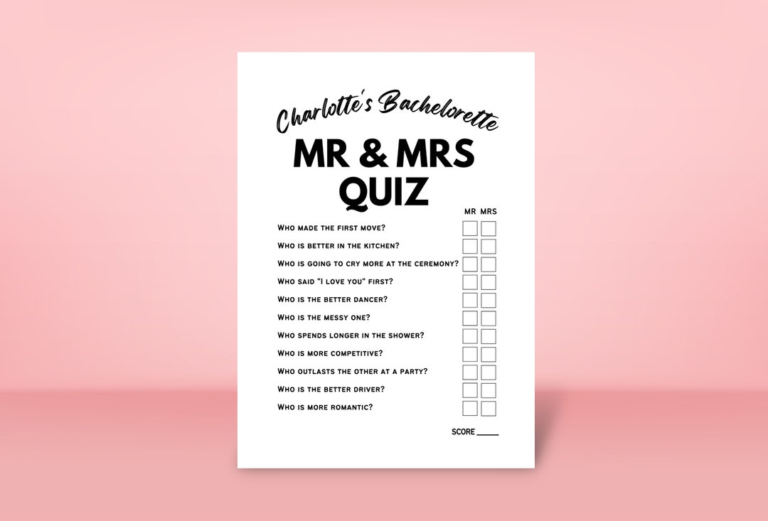 Mr and Mrs Quiz Game, What Did the Groom Say Game, Printable ...