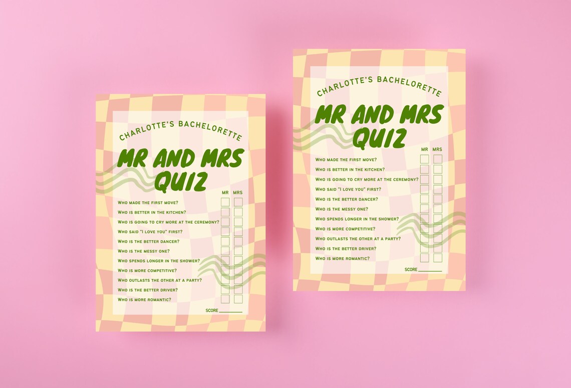 Mr and Mrs Quiz Game, What Did the Groom Say, Hens Party, Maximalist ...