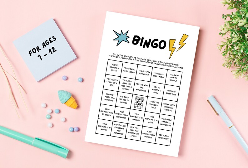 50 Kids Bingo Game Cards, Printable, Rainy Day Kids Games, Icebreaker ...