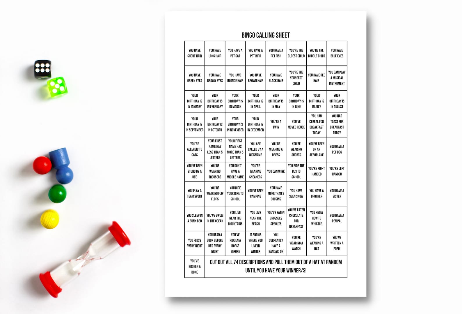 50 Kids Bingo Game Cards, Printable, Rainy Day Kids Games, Icebreaker ...