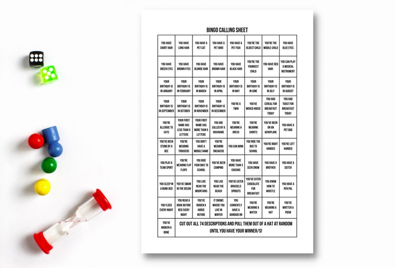 50 Kids Bingo Game Cards, Printable, Rainy Day Kids Games, Icebreaker ...