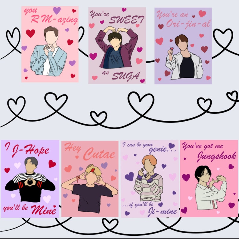 BTS Printable Valentine's Day Cards - Etsy