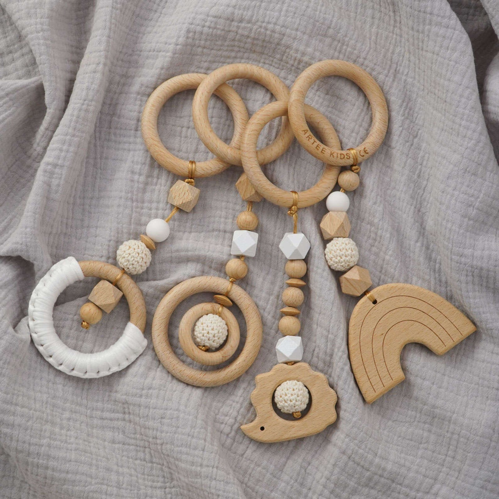Play Arch Pendant Set Baby Gym Baby Play Trapeze Wooden Mobile Play ...