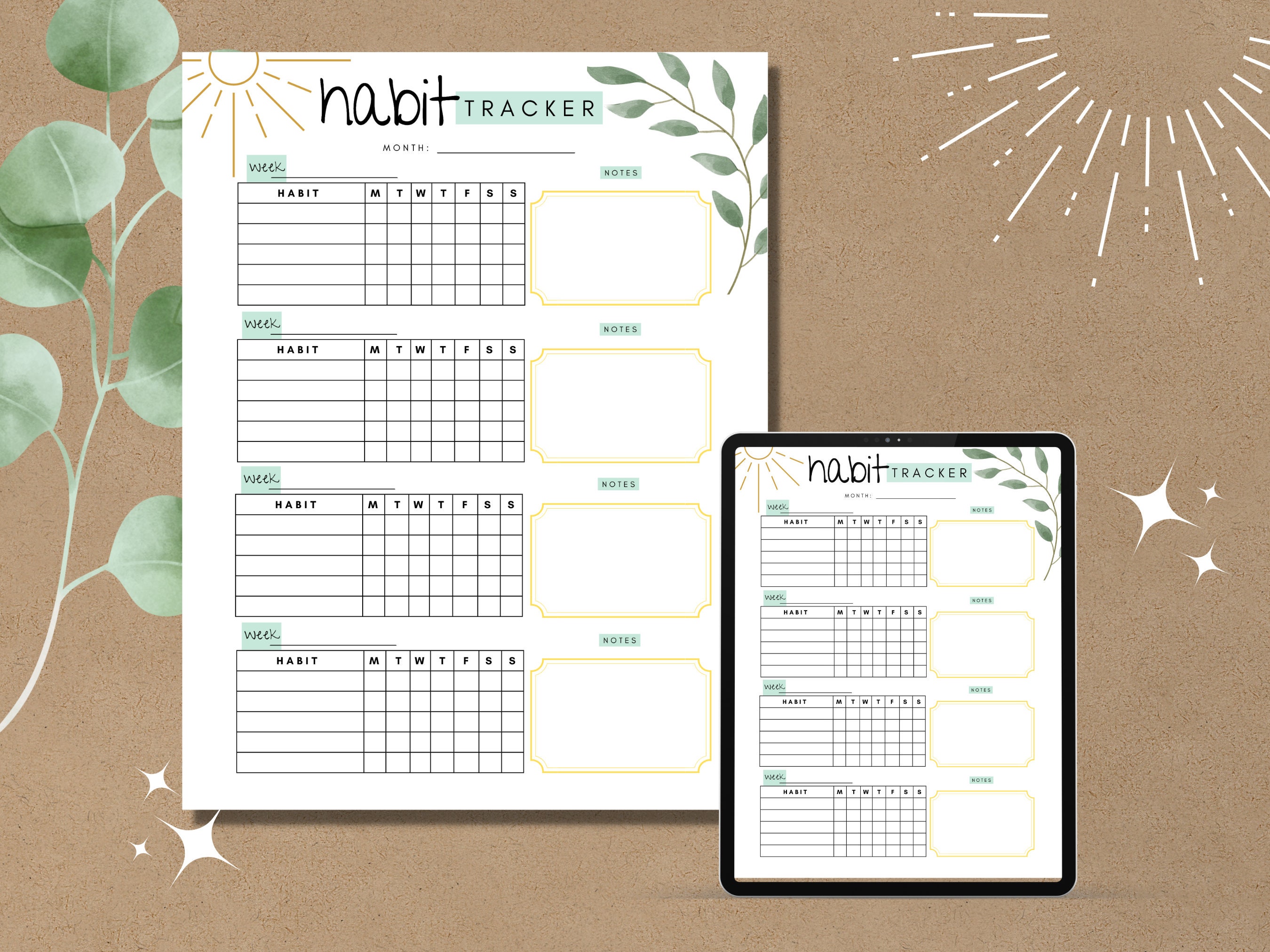 Habit Tracker, Printable Monthly Habit Tracker, Habit Tracker Year ...
