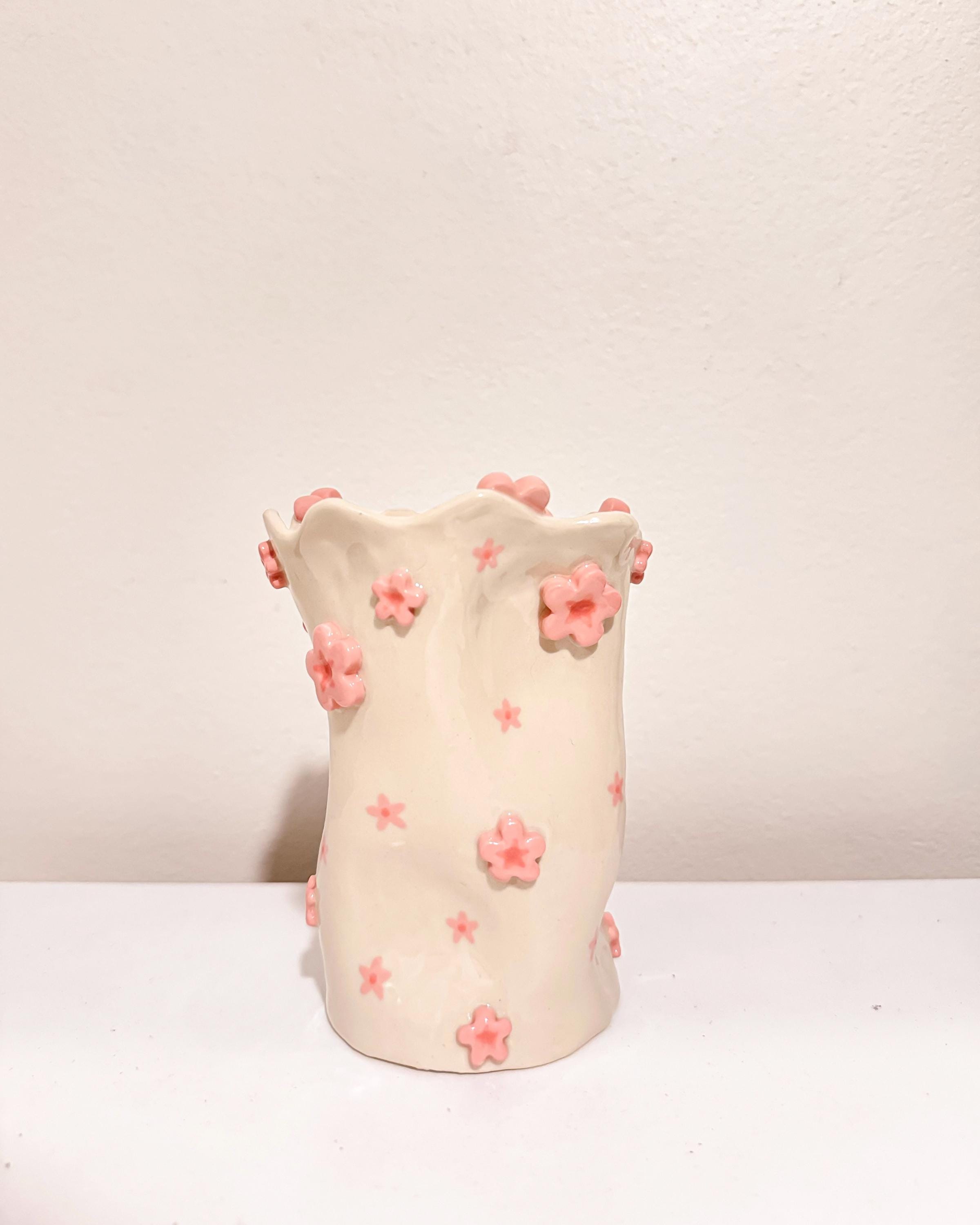 Pink Blossom Ceramic Vase Handmade - Etsy