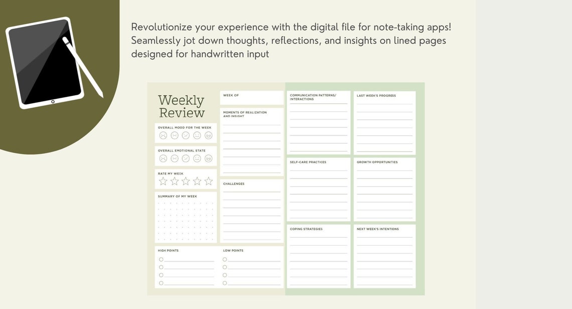 Weekly Mental Health Check-in Journal | Digital Self-care Planner ...