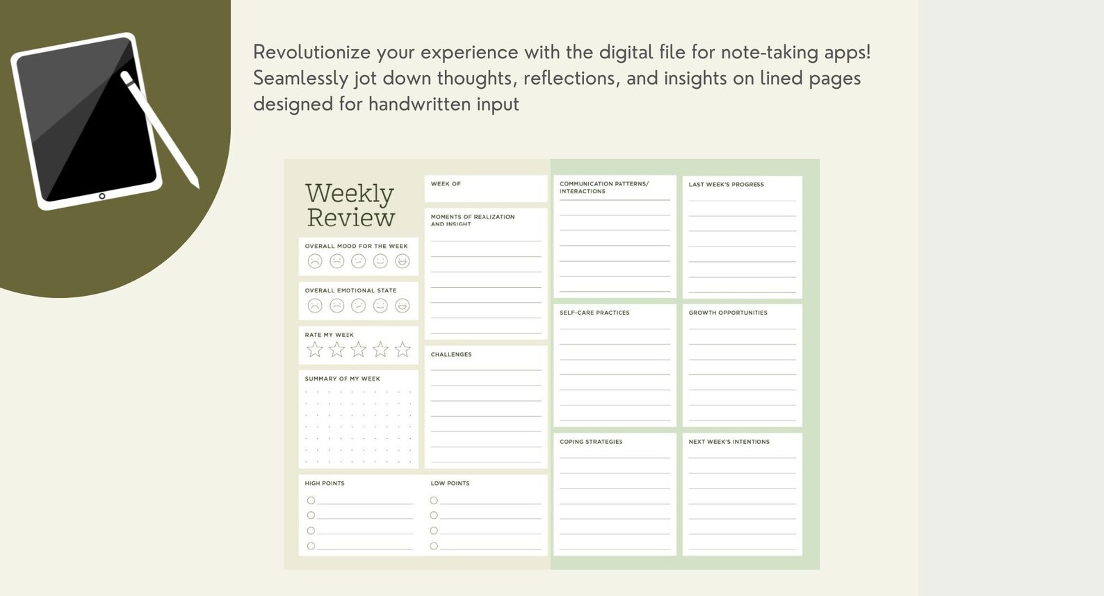 Weekly Mental Health Check-in Journal | Digital Self-care Planner ...