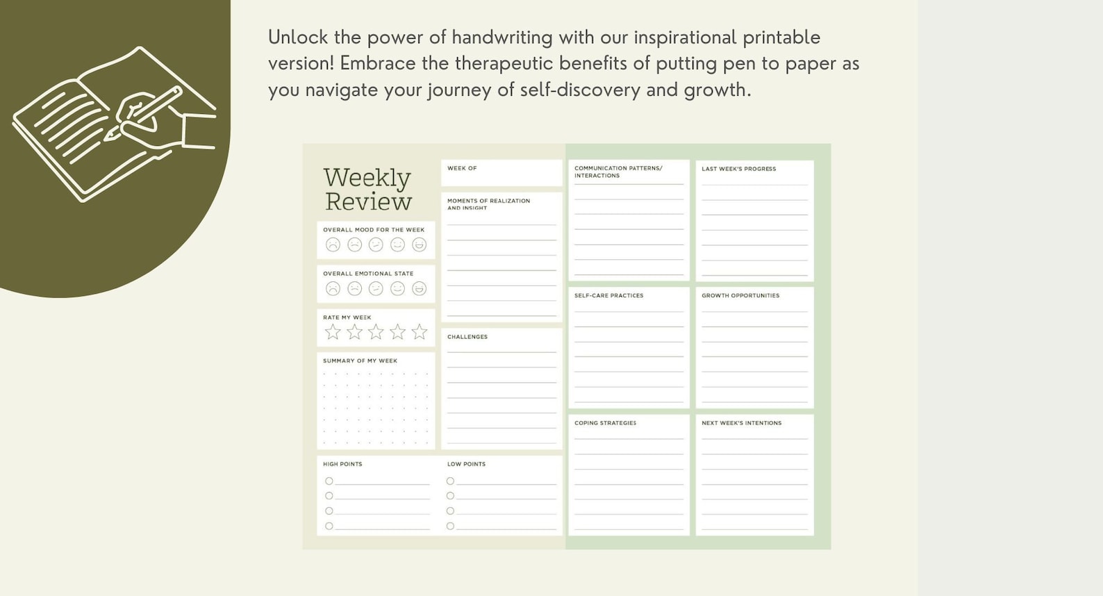 Weekly Mental Health Check-in Journal | Digital Self-care Planner ...