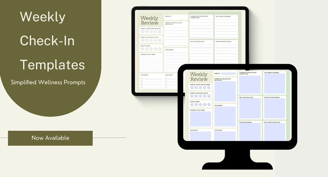 Weekly Mental Health Check-in Journal | Digital Self-care Planner ...