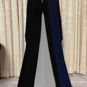Tri-color Navy Blue & Black Long Abaya Kaftan Kimono Set, Front Open ...