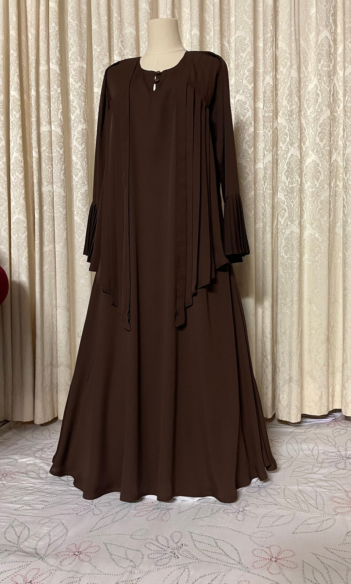 Chocolate Brown Abaya Burqa W/ Attached Valence-like Front Draping ...