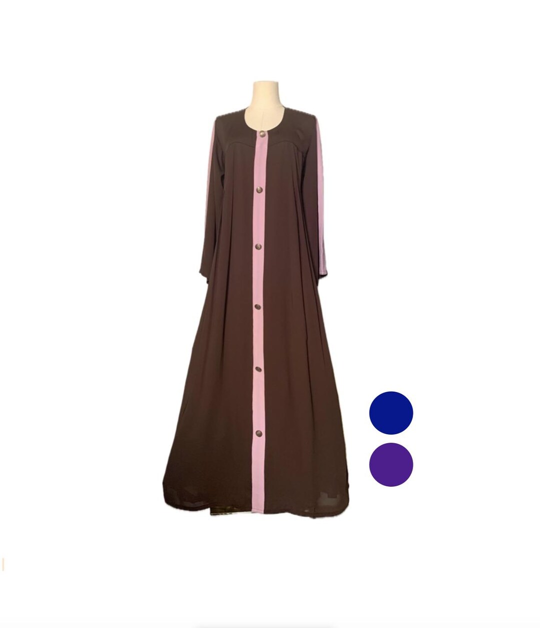 Simple Contrast Color Border Design Abaya, Brown/blue/purple, Premium ...