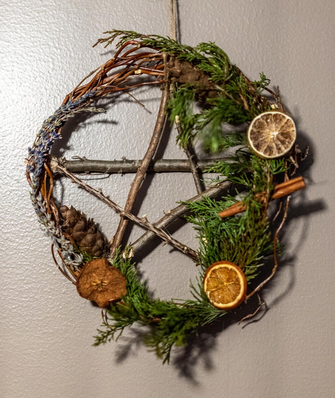 Whimsical Wreath, Curly Willow Wreath, Pentacle, Natural Wreath ...