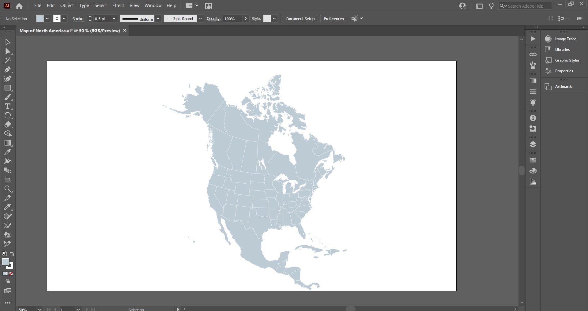 Vector Map of North America and Central America - Etsy