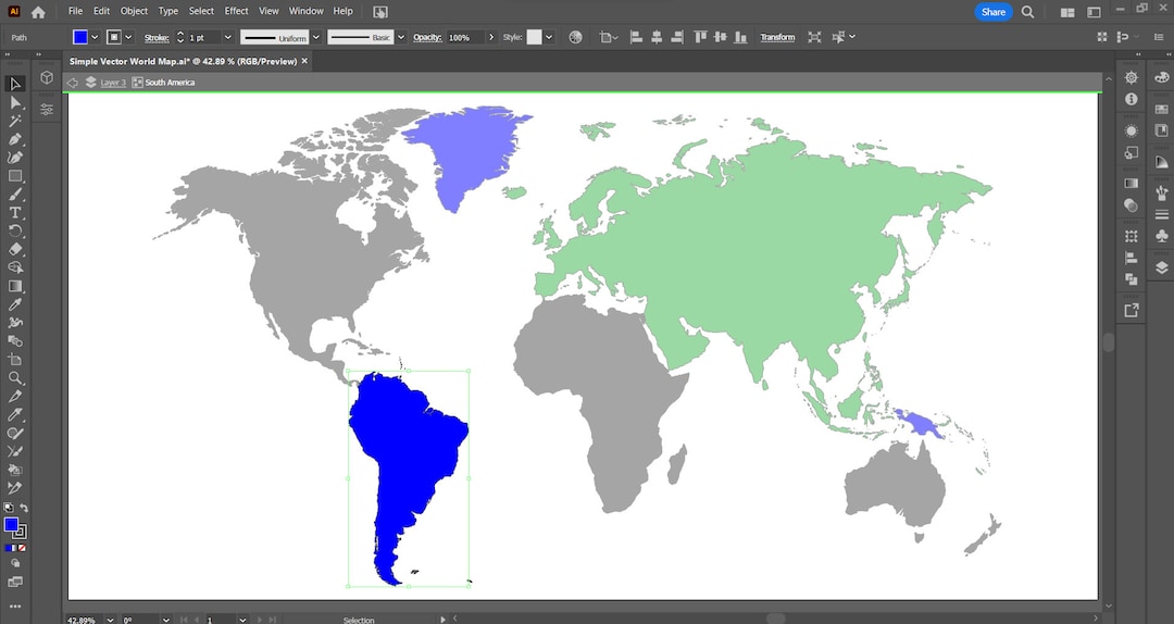 Customizable Vector World Map (simple) - Etsy