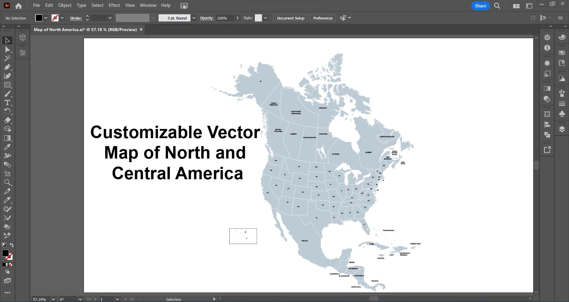 Vector Map of North America and Central America - Etsy