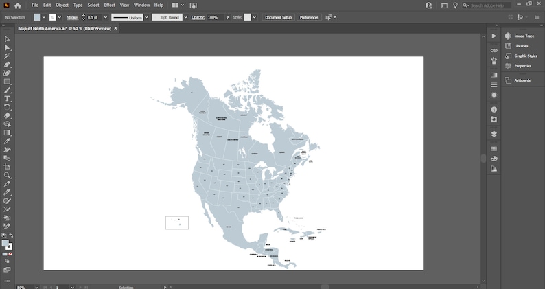 Vector Map of North America and Central America SVG File - Etsy