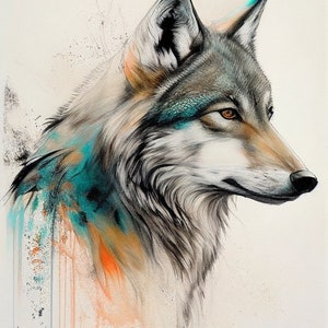 Gray Wolf, Wolves, Animals, Animal Art, Wall Art, Wall Decor, Pastel ...