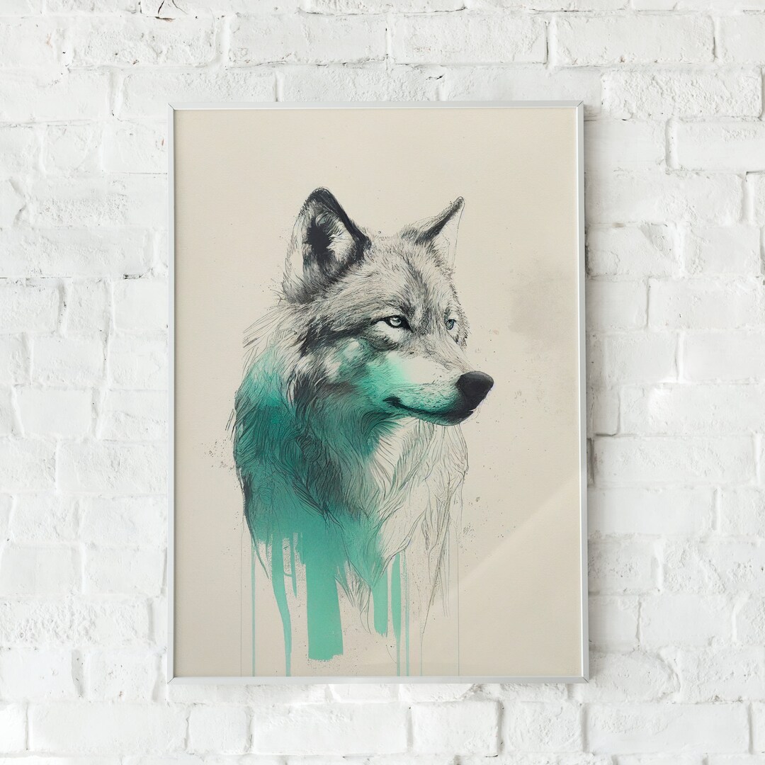 Pastel Gray Wolf Art Print, Animal Wall Decor (digital Download) - Etsy