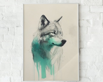 Gray Wolf, Wolves, Animals, Animal Art, Wall Art, Wall Decor, Pastel ...