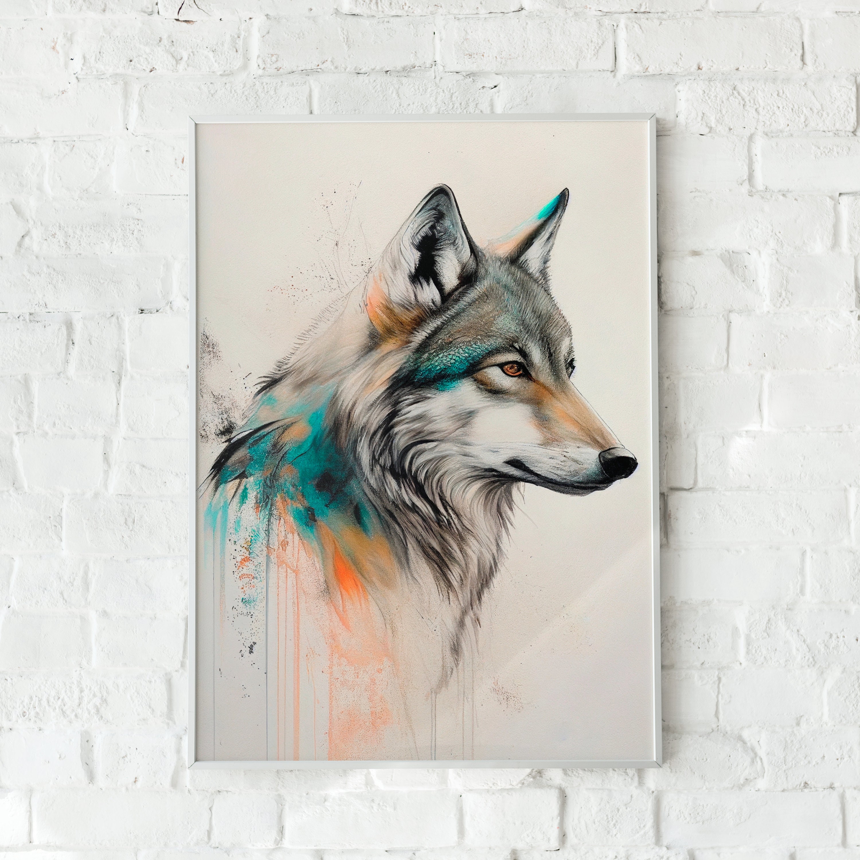 Gray Wolf, Wolves, Animals, Animal Art, Wall Art, Wall Decor, Pastel ...