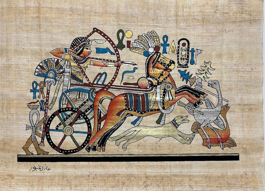 Ramses II on Chariot at Battle of Kadesh. Handmade Papyrus Made in ...