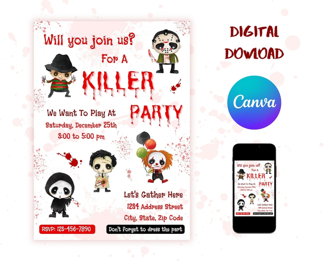Editable Horror Invitation Template, Horror Invitation, Horror Party ...
