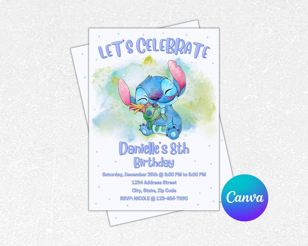 Editable Stitch Birthday Invitation Template, Stitch Invitation, Stitch ...
